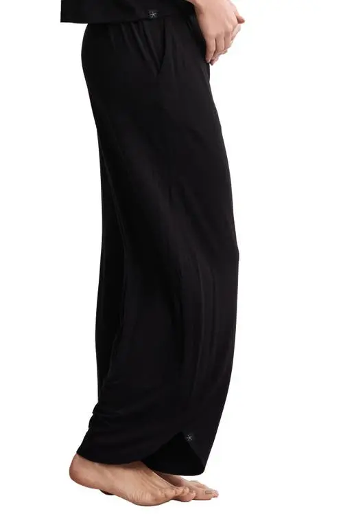 Barefoot Dreams Jersey Crop Wide Leg Pants - Black