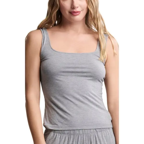 Barefoot Dreams Square Neck Jersey Tank - Dark Heather Gray