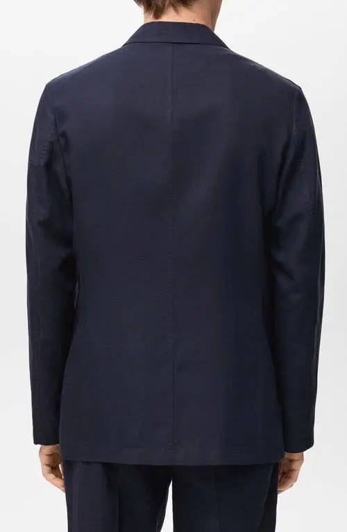 Mango Slim Fit Slub Lyocell & Linen Suit Jacket - Navy
