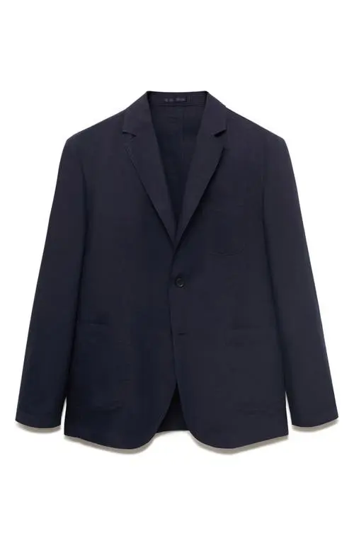 Mango Slim Fit Slub Lyocell & Linen Suit Jacket - Navy