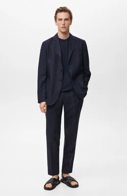 Mango Slim Fit Slub Lyocell & Linen Suit Jacket - Navy