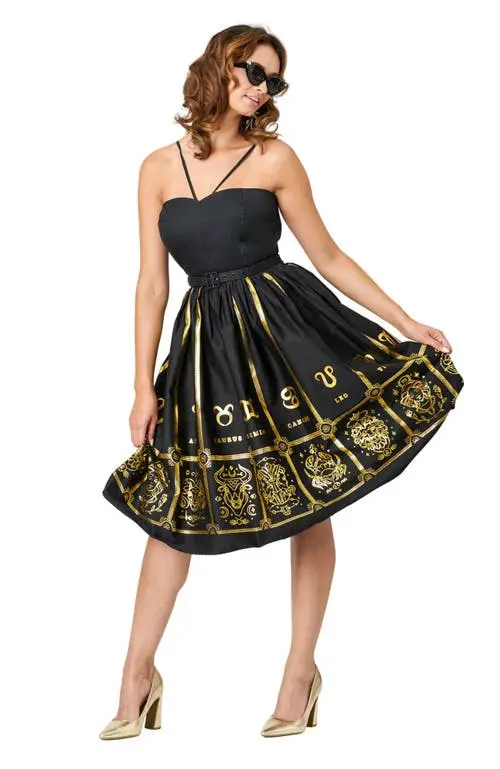 Unique Vintage Sweetheart Halter Swing Dress - Black