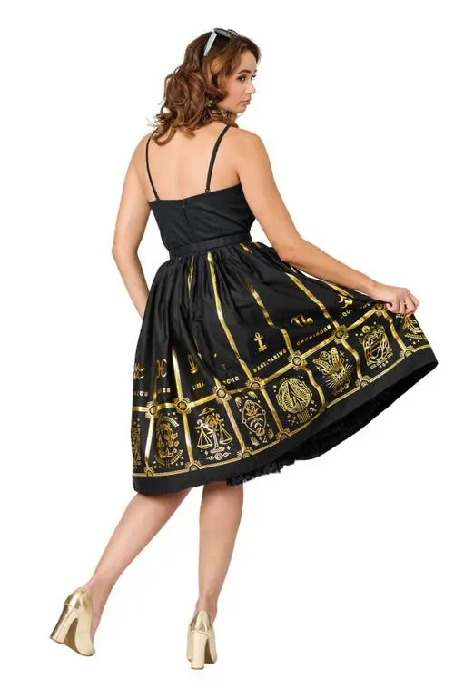 Unique Vintage Sweetheart Halter Swing Dress - Black