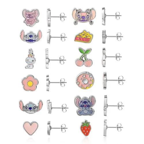Disney Lilo & Stitch Earring Set - Pink, Blue