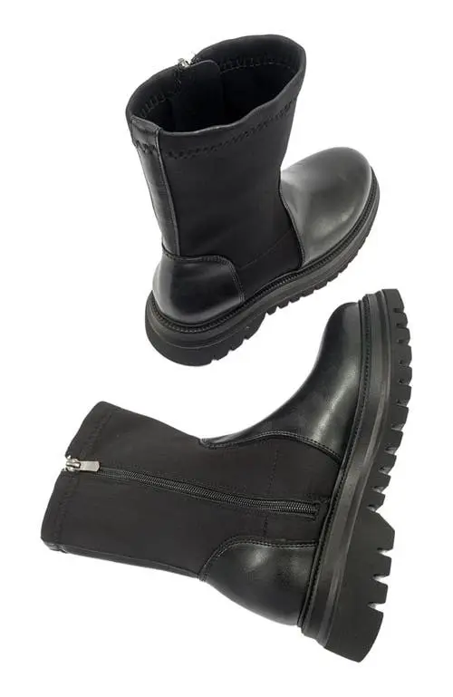 PROLOGUE SHOES Alias Zip Up Boots - Black Faux Leather