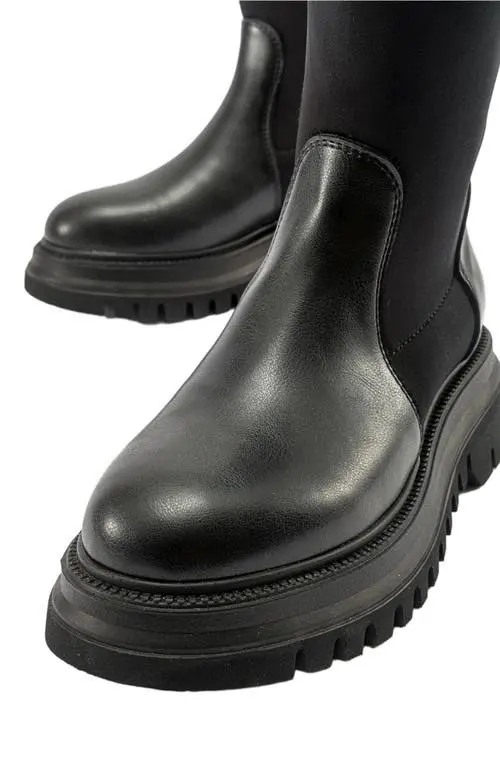 PROLOGUE SHOES Alias Zip Up Boots - Black Faux Leather