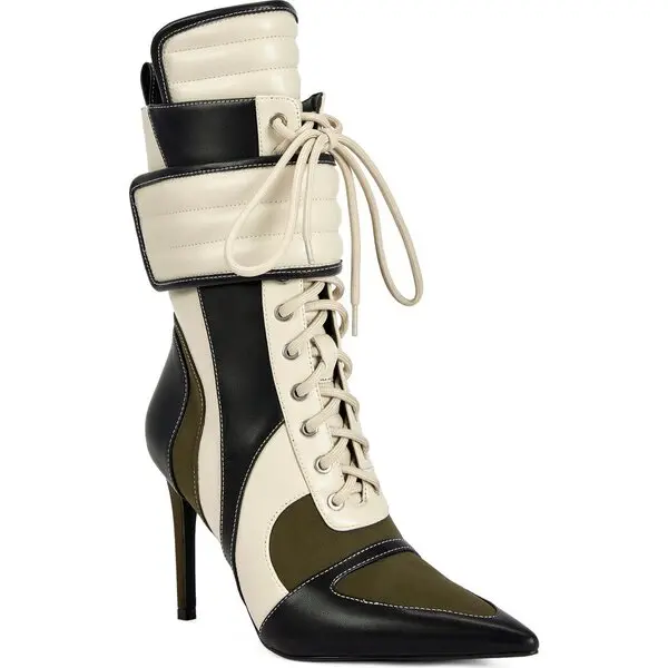 AZALEA WANG Amada Patchwork Bootie - Olive