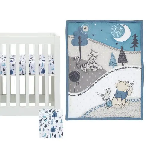 LAMBS & IVY Disney Baby Forever Pooh 3-piece Mini Crib Bedding Set - Blue