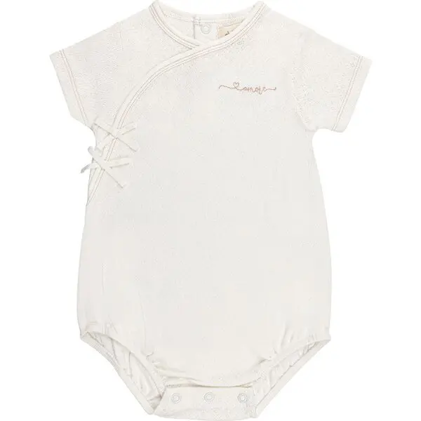 ELY'S & CO. Organic Cotton Amore Pointelle Romper - Ivory/rose Gold