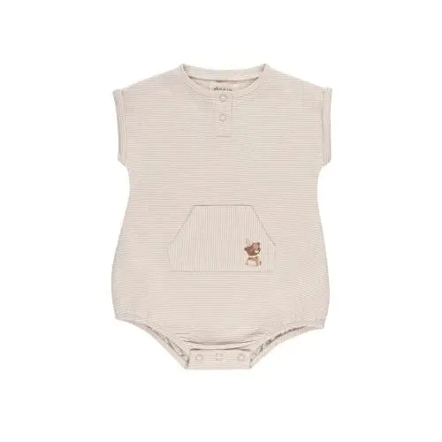 ELY'S & CO. Organic French Terry Romper - Tan Stripe