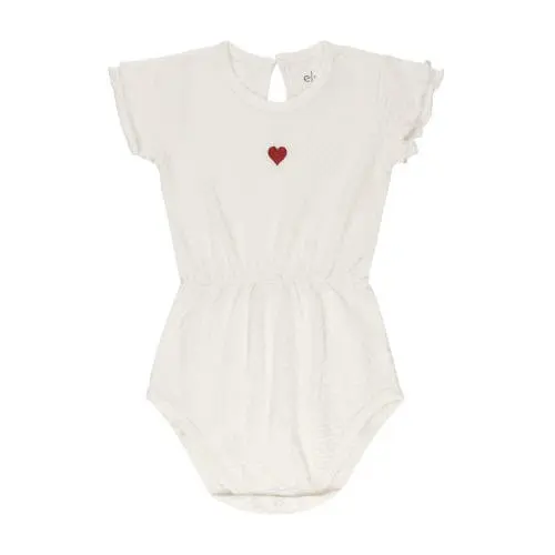 ELY'S & CO. Cotton Embroidered Romper - Heart/ivory