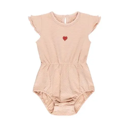 ELY'S & CO. Cotton Embroidered Romper - Heart/pink