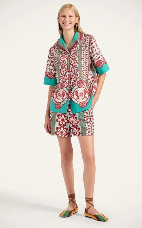 La DoubleJ Printed Pull-up Shorts - Pagoda Placée Rust