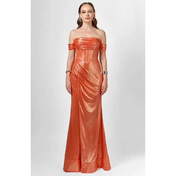 BARIANO Bridie Corset Draped Gown