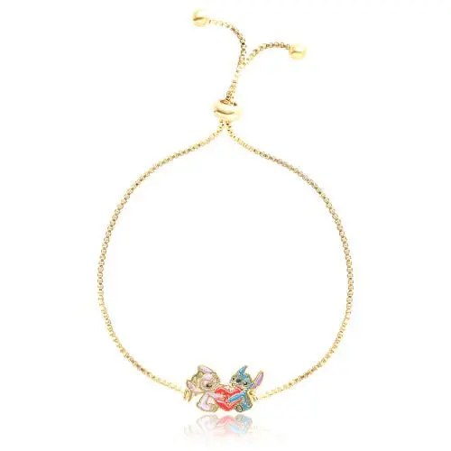 Disney Stitch And Angel Heart Lariat Bracelet - Gold