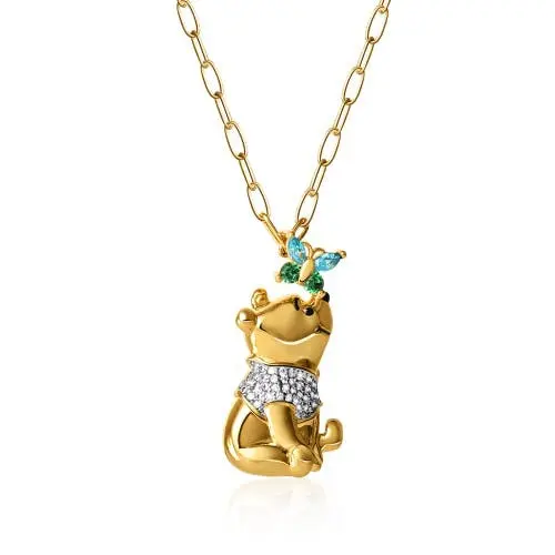 Disney Winnie The Pooh Butterfly Pendant Necklace - Gold