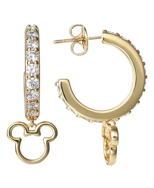 Disney Mickey Mouse Cubic Zirconia Hoop Earrings - Gold