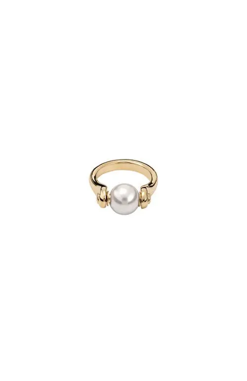 UNODE50 Pearl Accent Band Ring - Gold