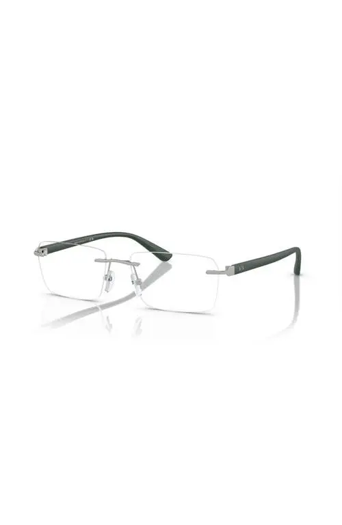 Armani Exchange Rectangle Rimless Eyeglasses - Silver