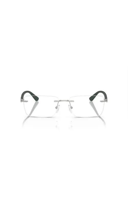 Armani Exchange Rectangle Rimless Eyeglasses - Silver