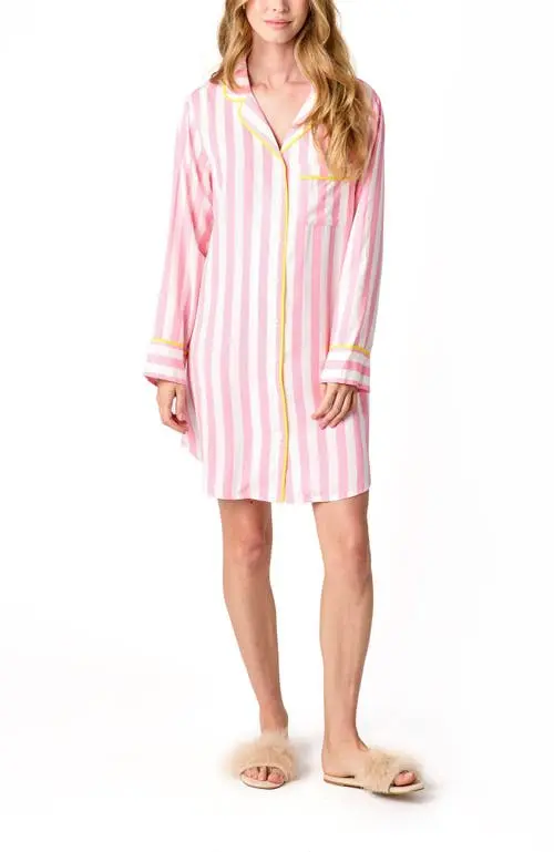 KATIE KIME Retro Stripe Sleep Shirt - Pink