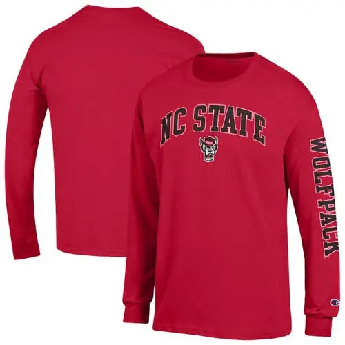 Champion Nc State Wolfpack Arch Over Logo 2-hit Long Sleeve T-shirt - Red