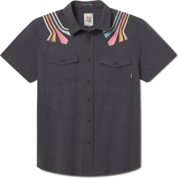 BAJA LLAMA Retro Raysdissident Western Front Snap Button Up - Charcoal