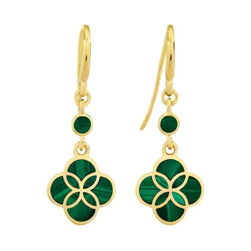 JAN LESLIE Petal Gemstone Drop Earrings - Green