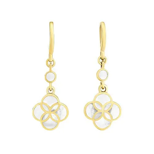 JAN LESLIE Petal Gemstone Drop Earrings - White