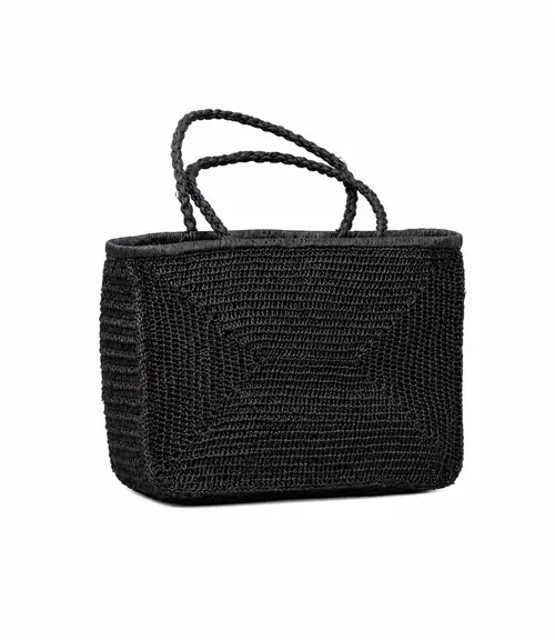 ZANATANY CONCEPTS Raffia Beach Tote Bag - Black