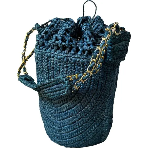 ZANATANY CONCEPTS Buckety Raffia Bag - Blue