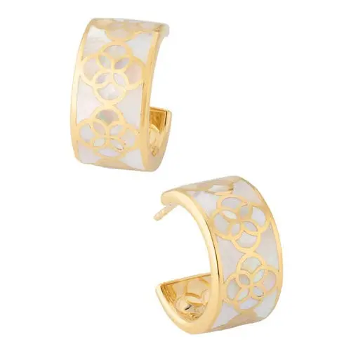 JAN LESLIE Petal Gemstone Huggie Earrings - White
