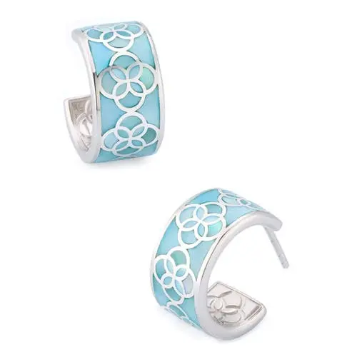 JAN LESLIE Petal Gemstone Sterling Silver Huggie Earrings