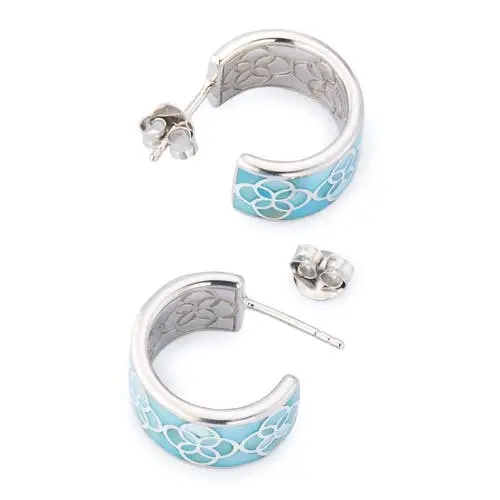JAN LESLIE Petal Gemstone Sterling Silver Huggie Earrings