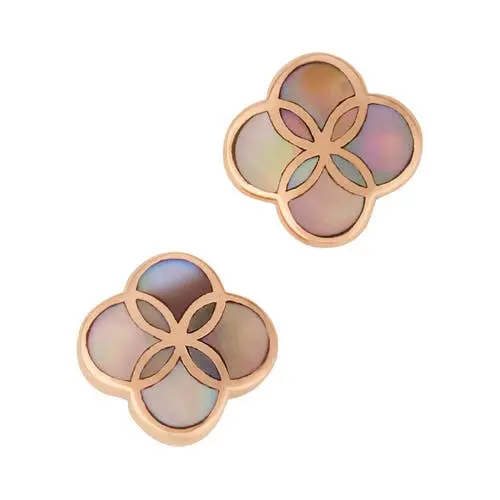 JAN LESLIE Petal Gemstone 18k Gold Overlay Sterling Silver Stud Earrings - Taupe