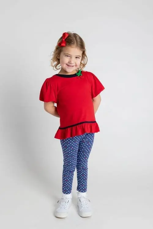 FLORENCE EISEMAN Polka Dot Cherry Printed Knit Leggings
