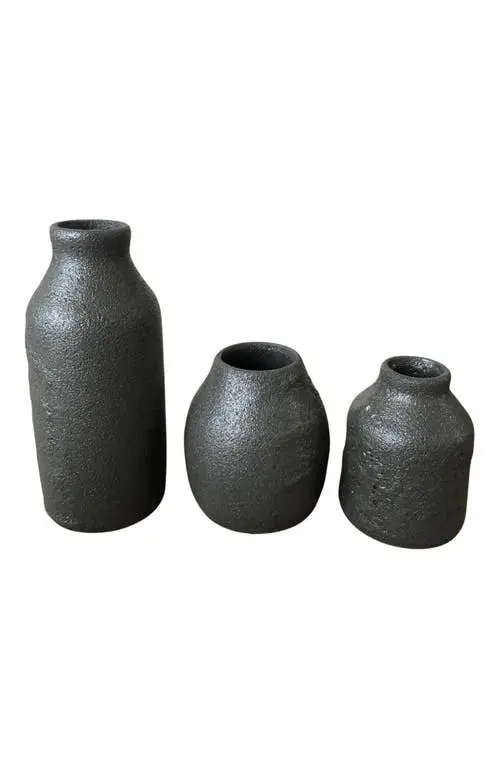 GINA DESANTIS CERAMICS Small Bottle Crater Vase - Black