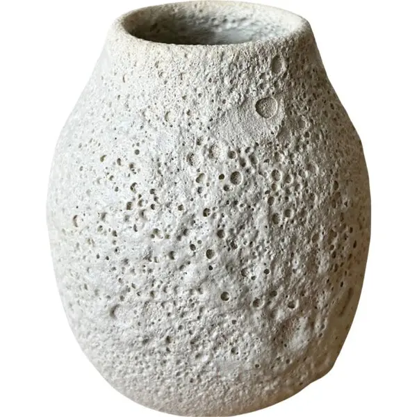 GINA DESANTIS CERAMICS Small Bottle Crater Vase - White