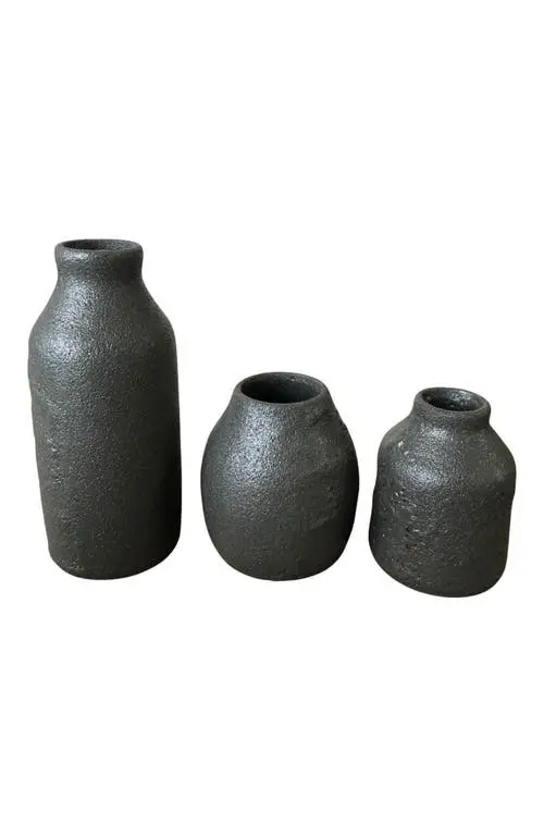 GINA DESANTIS CERAMICS Tall Bottle Crater Vase - Black