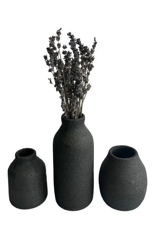 GINA DESANTIS CERAMICS Tall Bottle Crater Vase - Black
