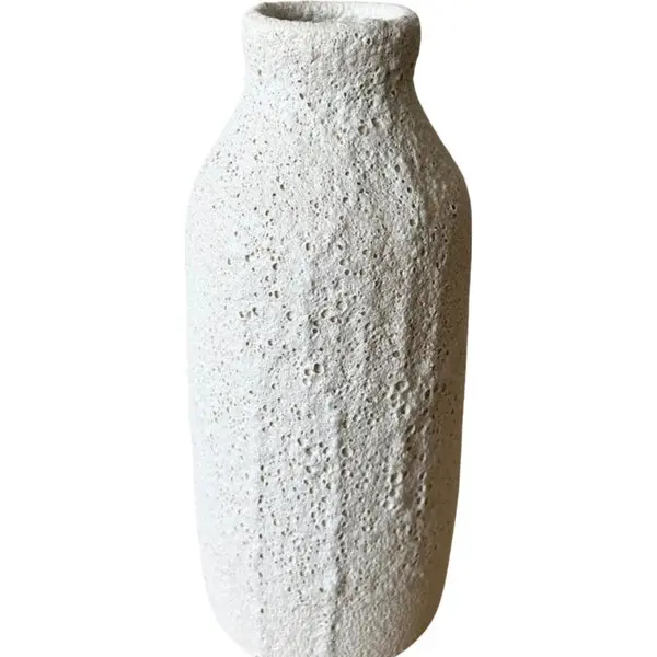GINA DESANTIS CERAMICS Tall Bottle Crater Vase - White