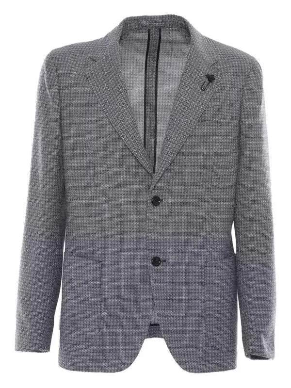 LARDINI Micro-check Single-breasted Blazer