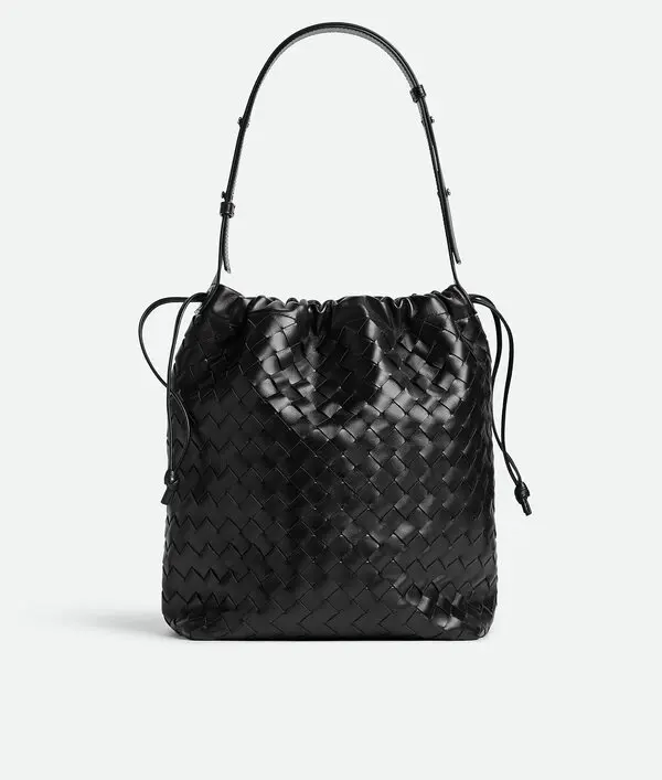 Bottega Veneta Intrecciato Biblioteca Bucket - Black