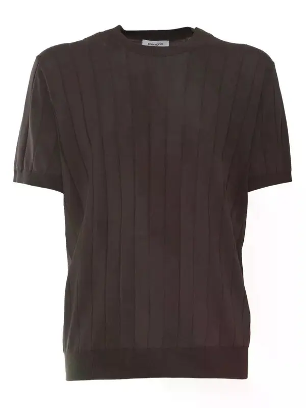 KANGRA Ribbed Crew-neck T-shirt - Brown