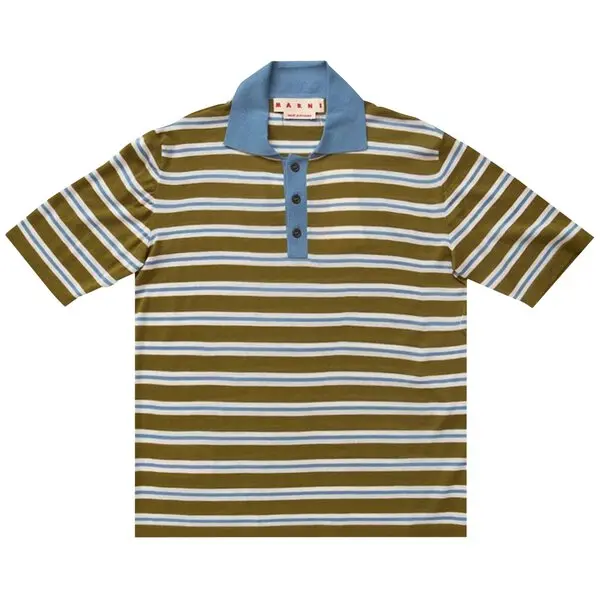 Marni Ribbed Stripe Polo - Green