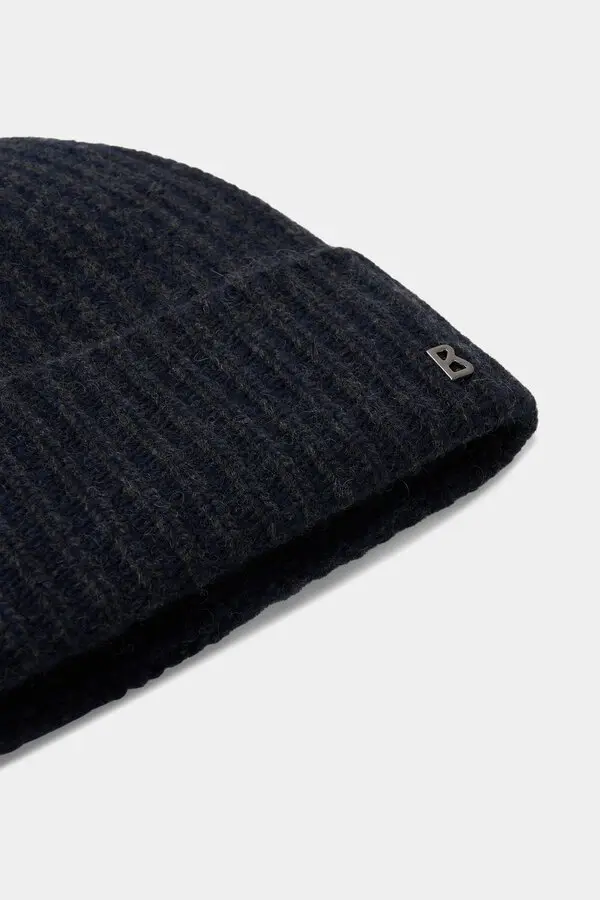 Bogner Rib-knit Beanie - Navy Blue/anthracite