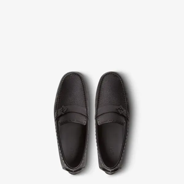 Fendi Ff Metal Driving Loafers - Black