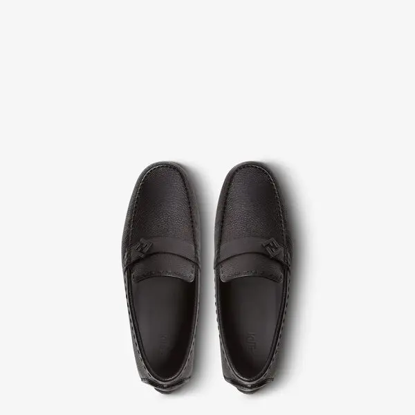 Fendi Ff Metal Driving Loafers - Black