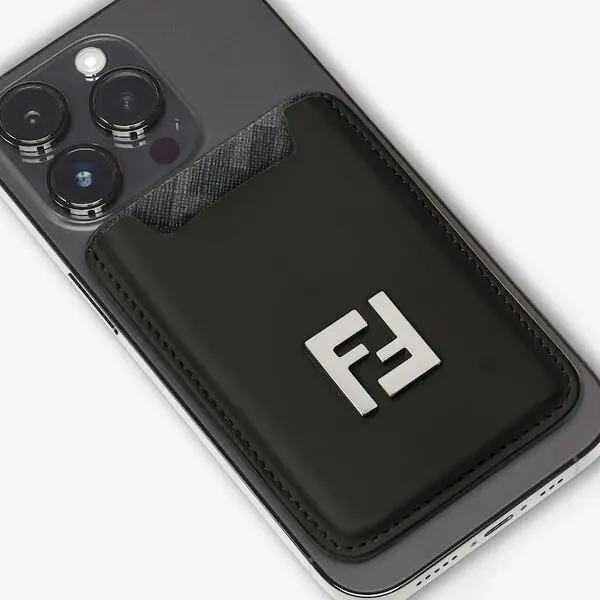 Fendi Ff Squared Magsafe Card Holder - Black