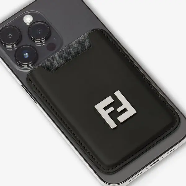 Fendi Ff Squared Magsafe Card Holder - Black